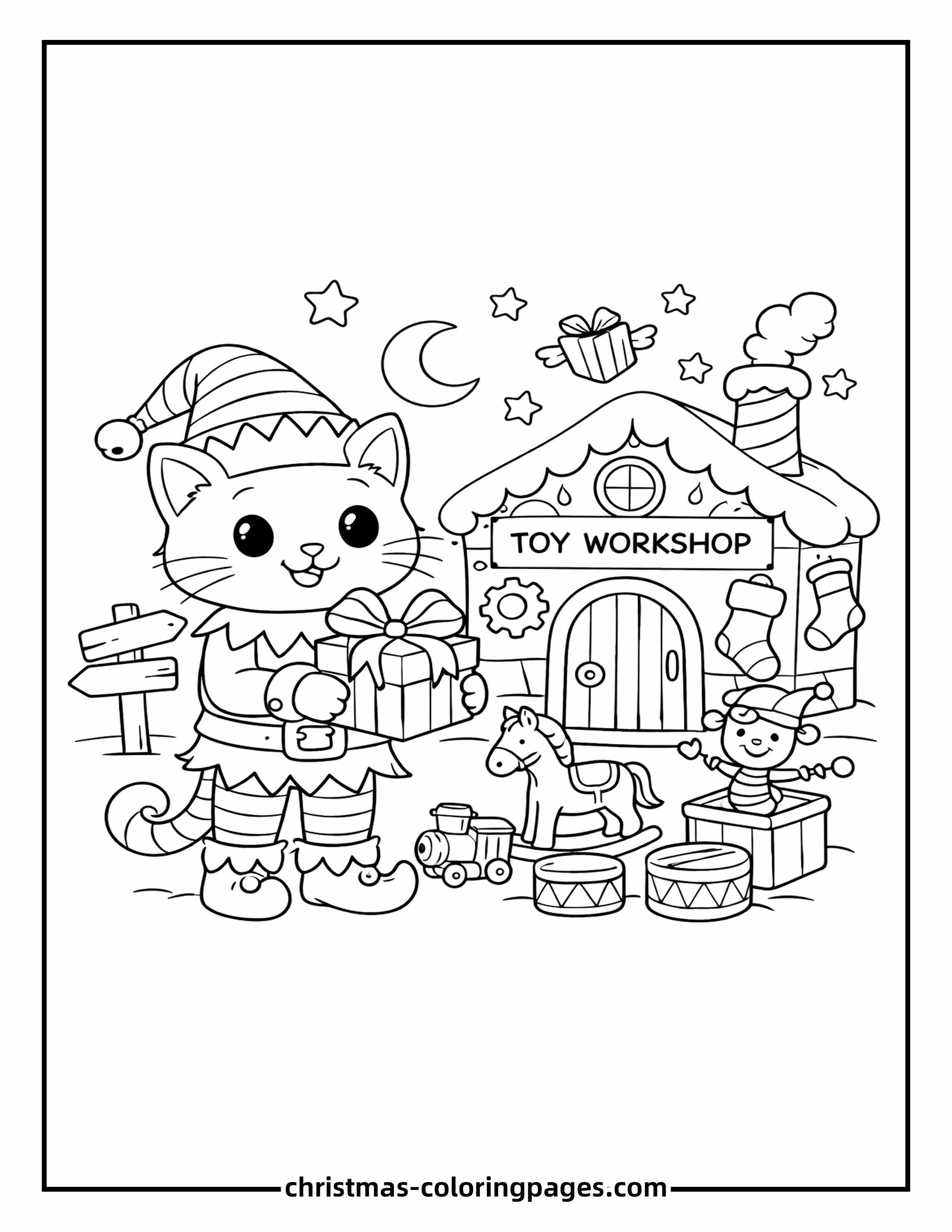 40 Christmas Cat Coloring Pages (Free PDF Printables)
