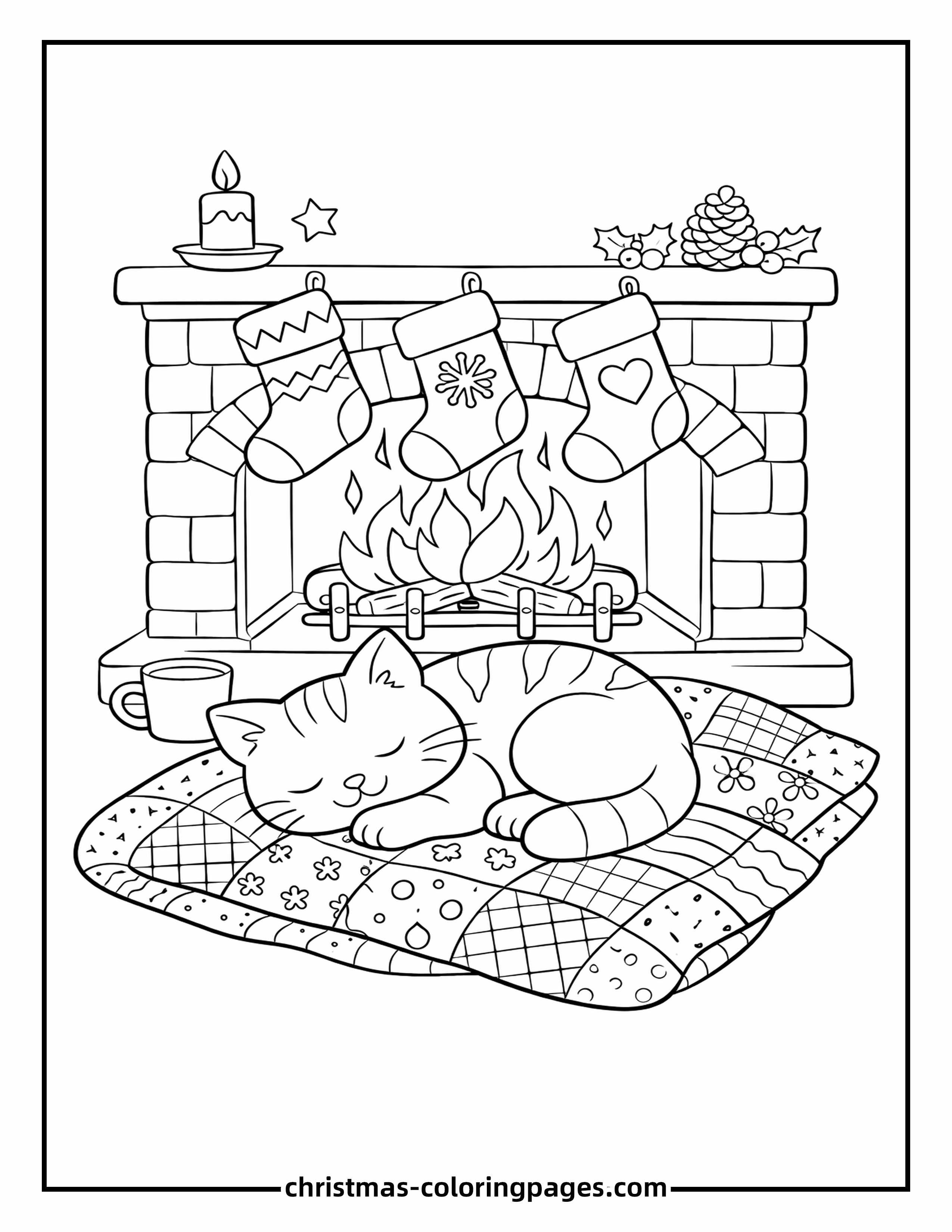 40 Christmas Cat Coloring Pages (Free PDF Printables)