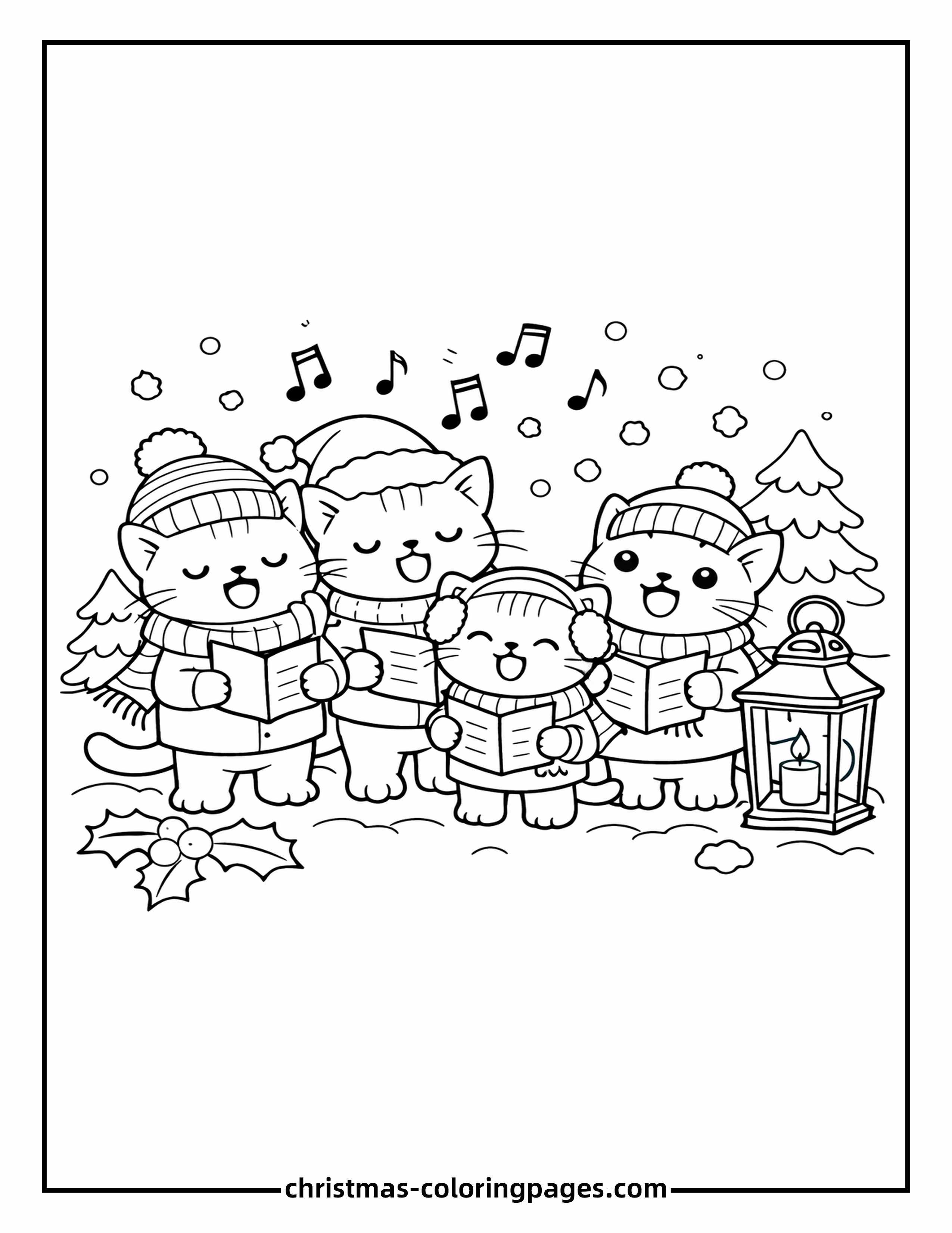 40 Christmas Cat Coloring Pages (Free PDF Printables)
