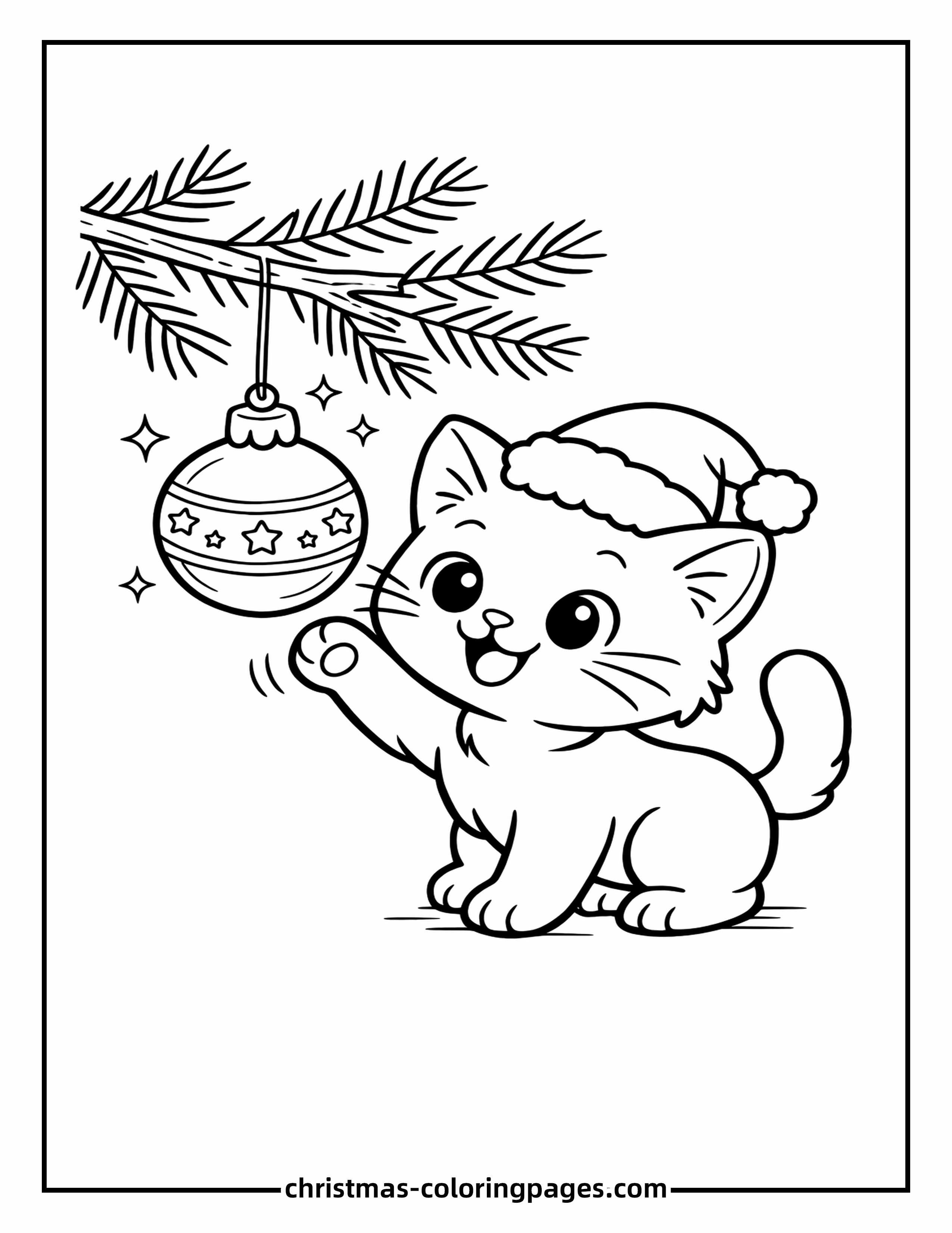 40 Christmas Cat Coloring Pages (Free PDF Printables)