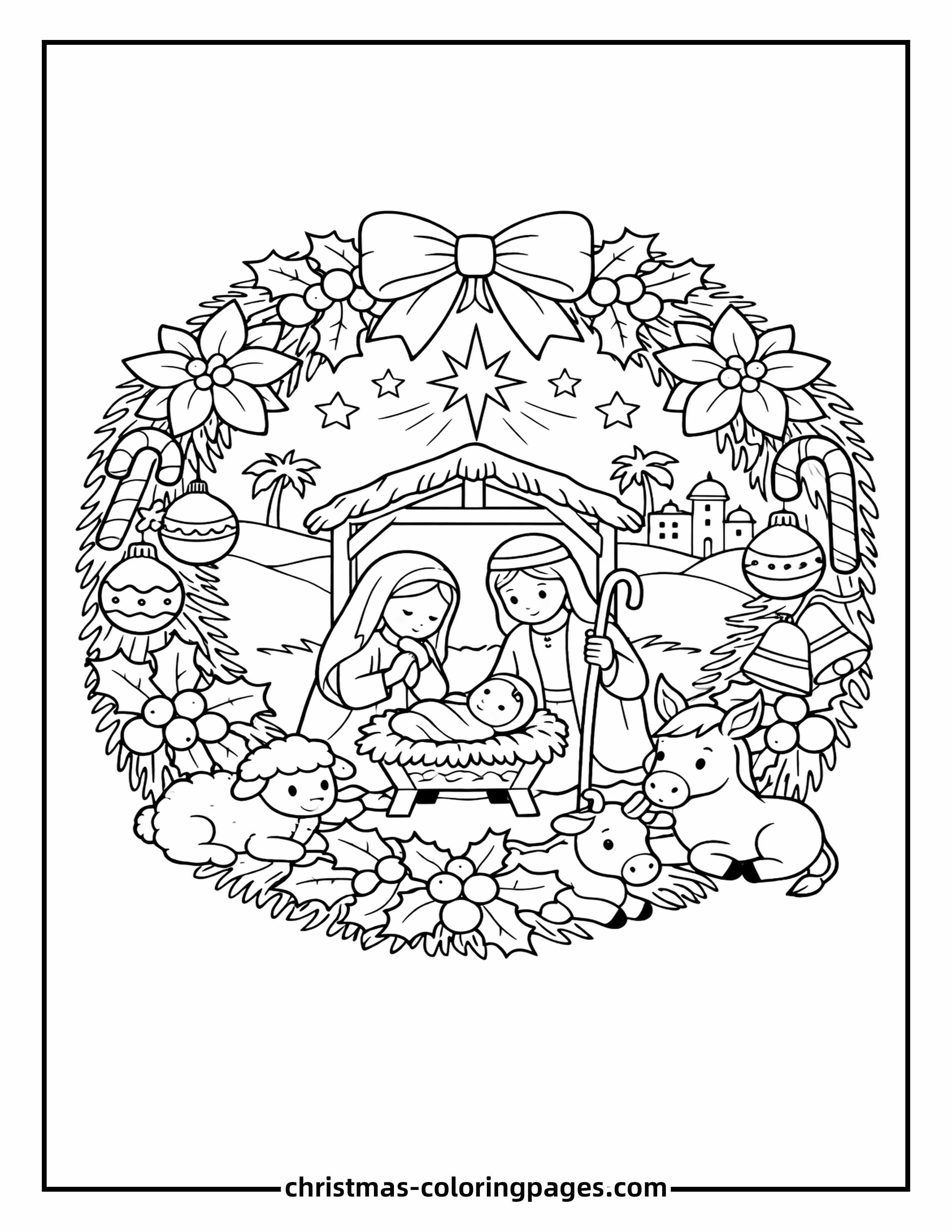 50 Christmas Wreath Coloring Pages (Free PDF Printables)