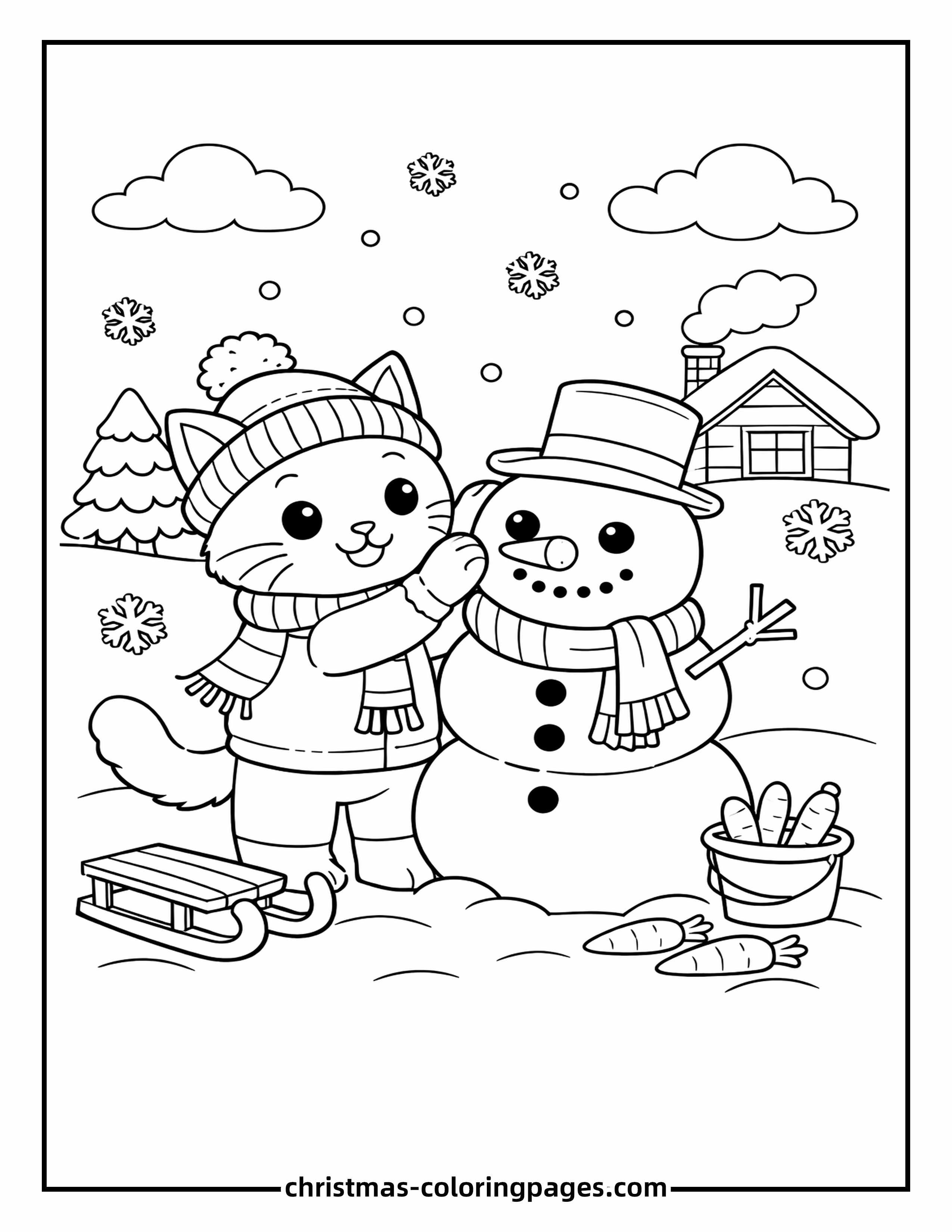 40 Christmas Cat Coloring Pages (Free PDF Printables)