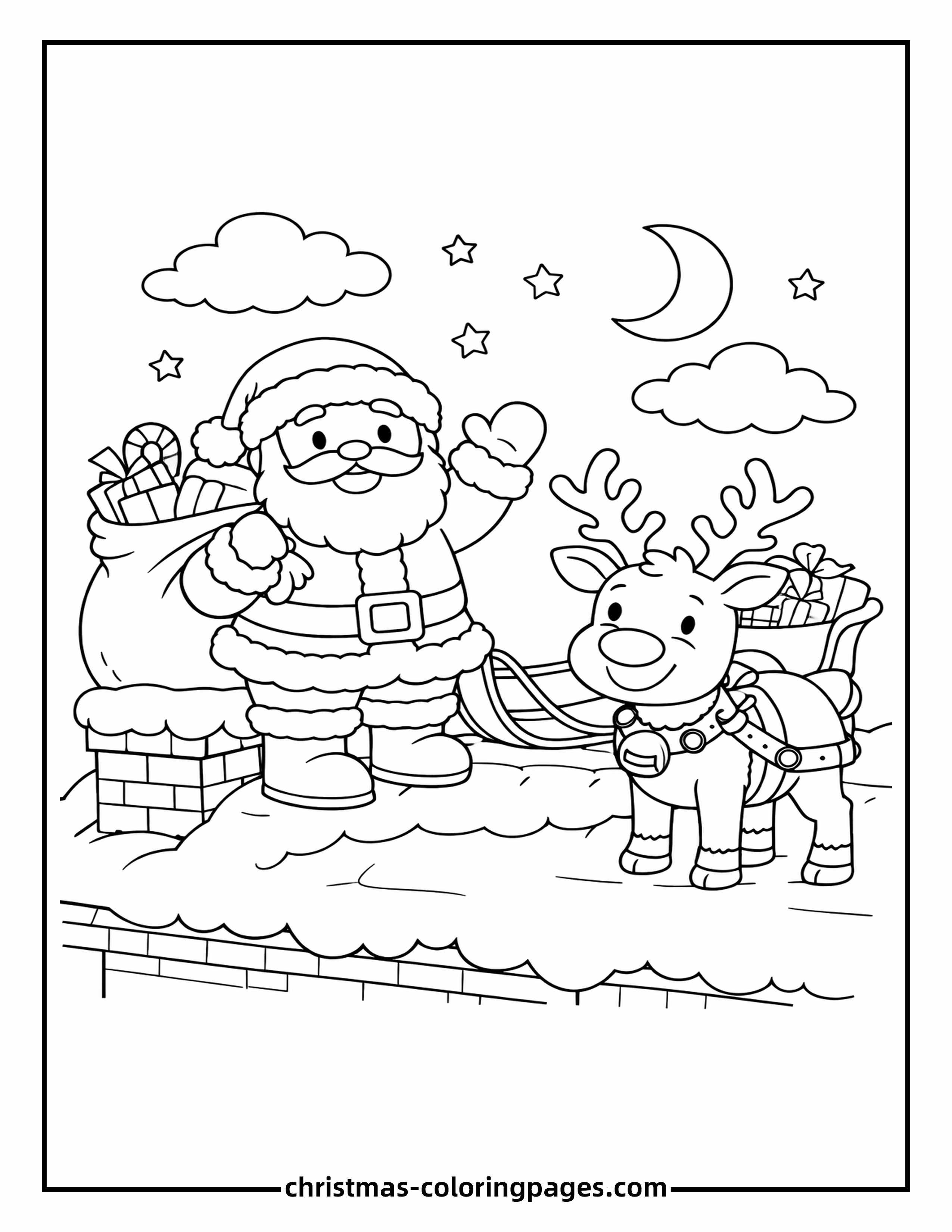 40 Santa And Reindeer Coloring Pages (Free PDF Printables)