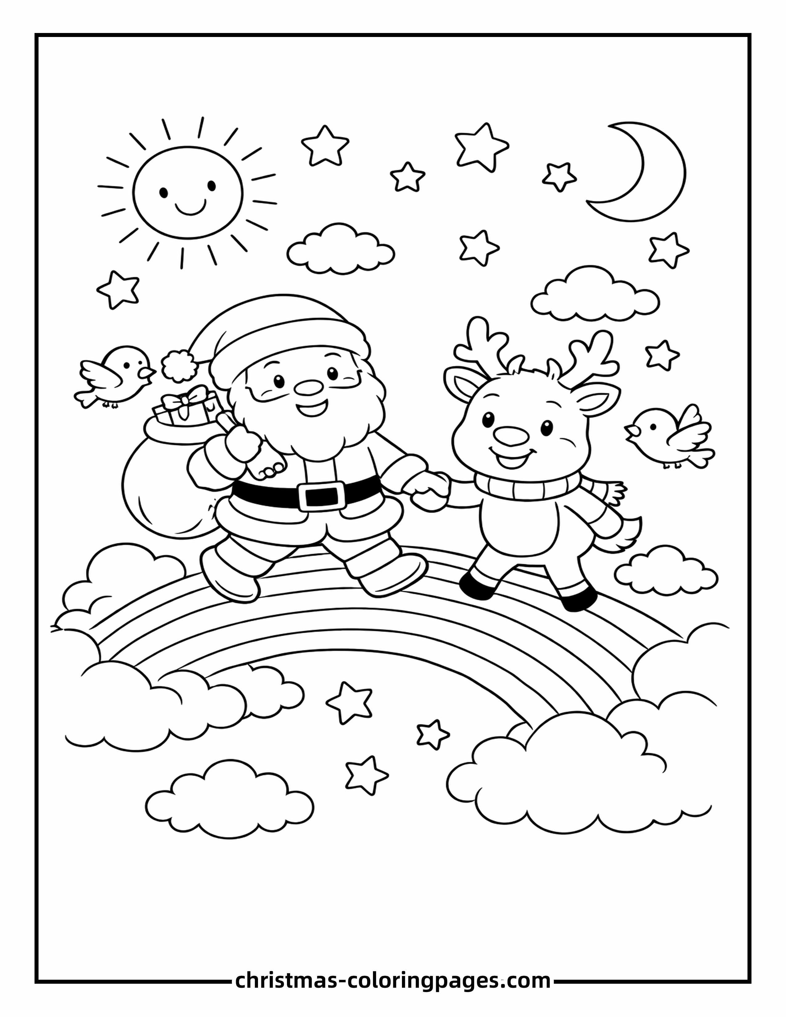 40 Santa And Reindeer Coloring Pages (Free PDF Printables)