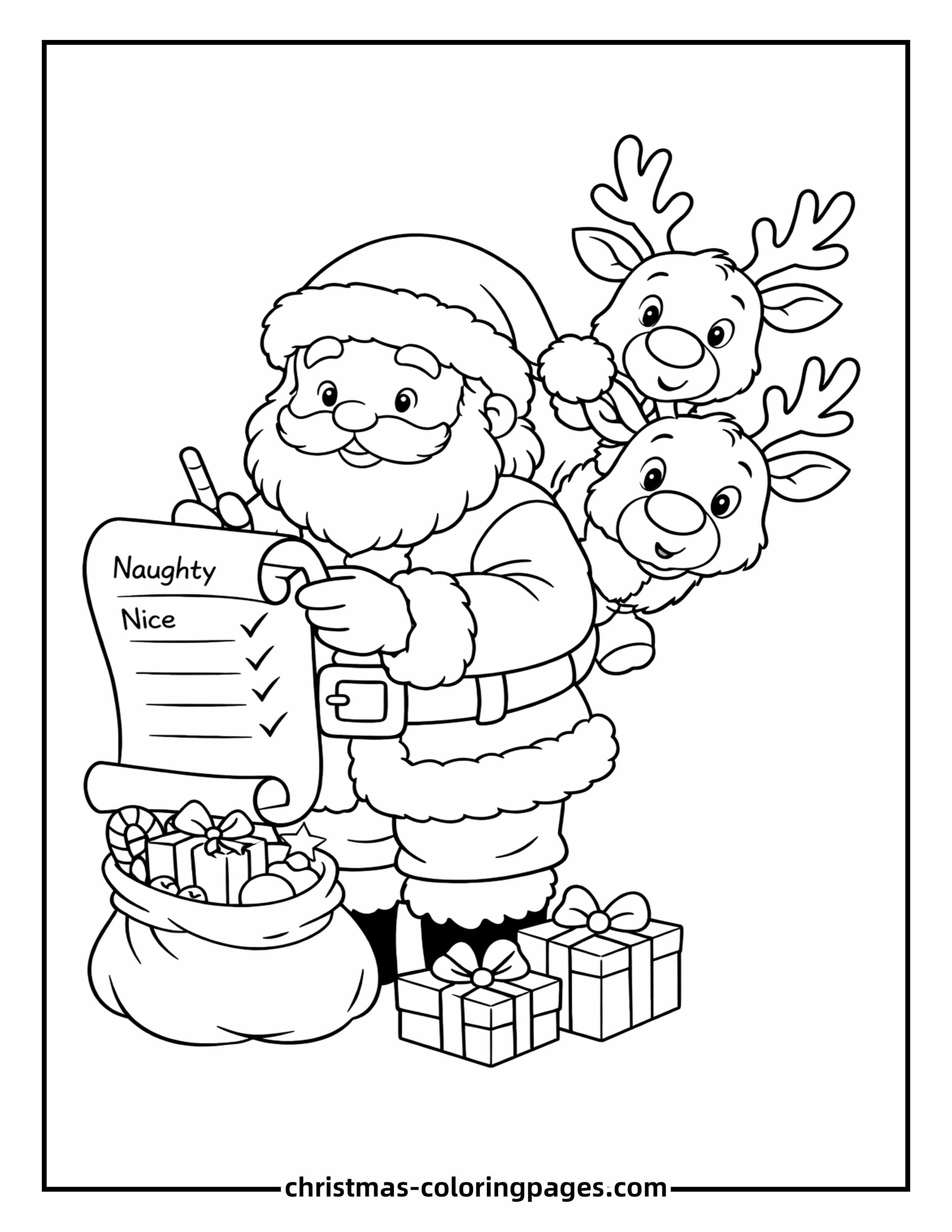 40 Santa And Reindeer Coloring Pages (Free PDF Printables)