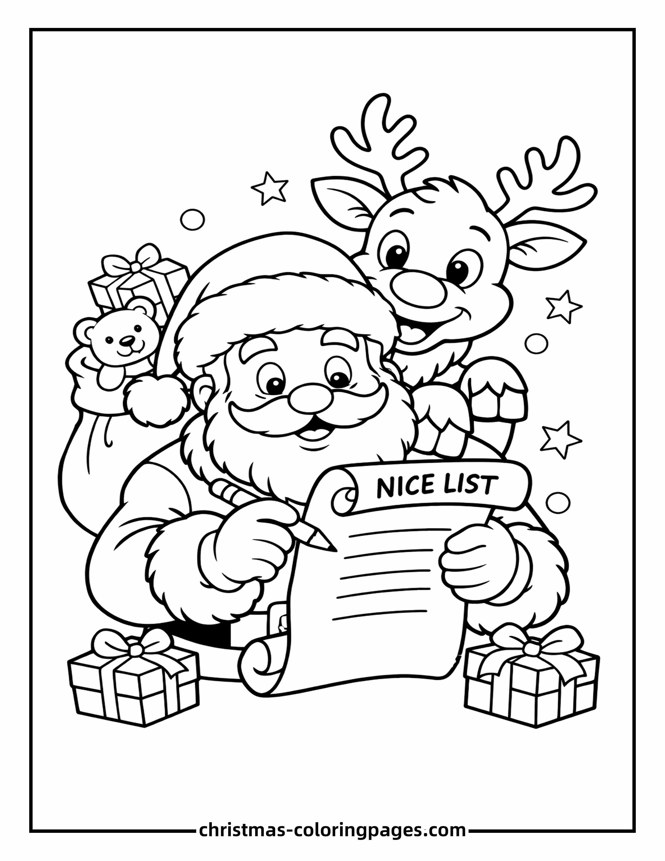 40 Santa And Reindeer Coloring Pages (Free PDF Printables)