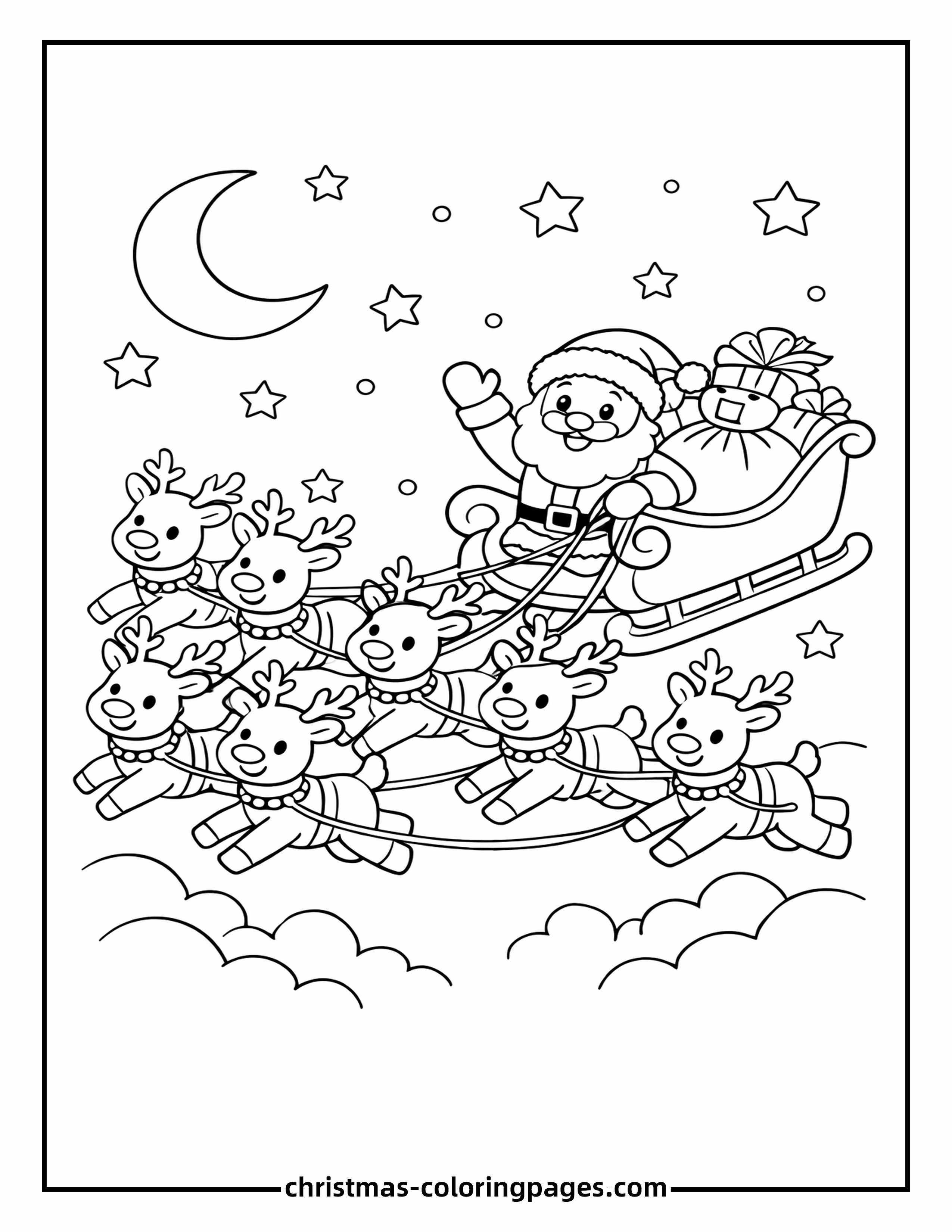 40 Santa And Reindeer Coloring Pages (Free PDF Printables)