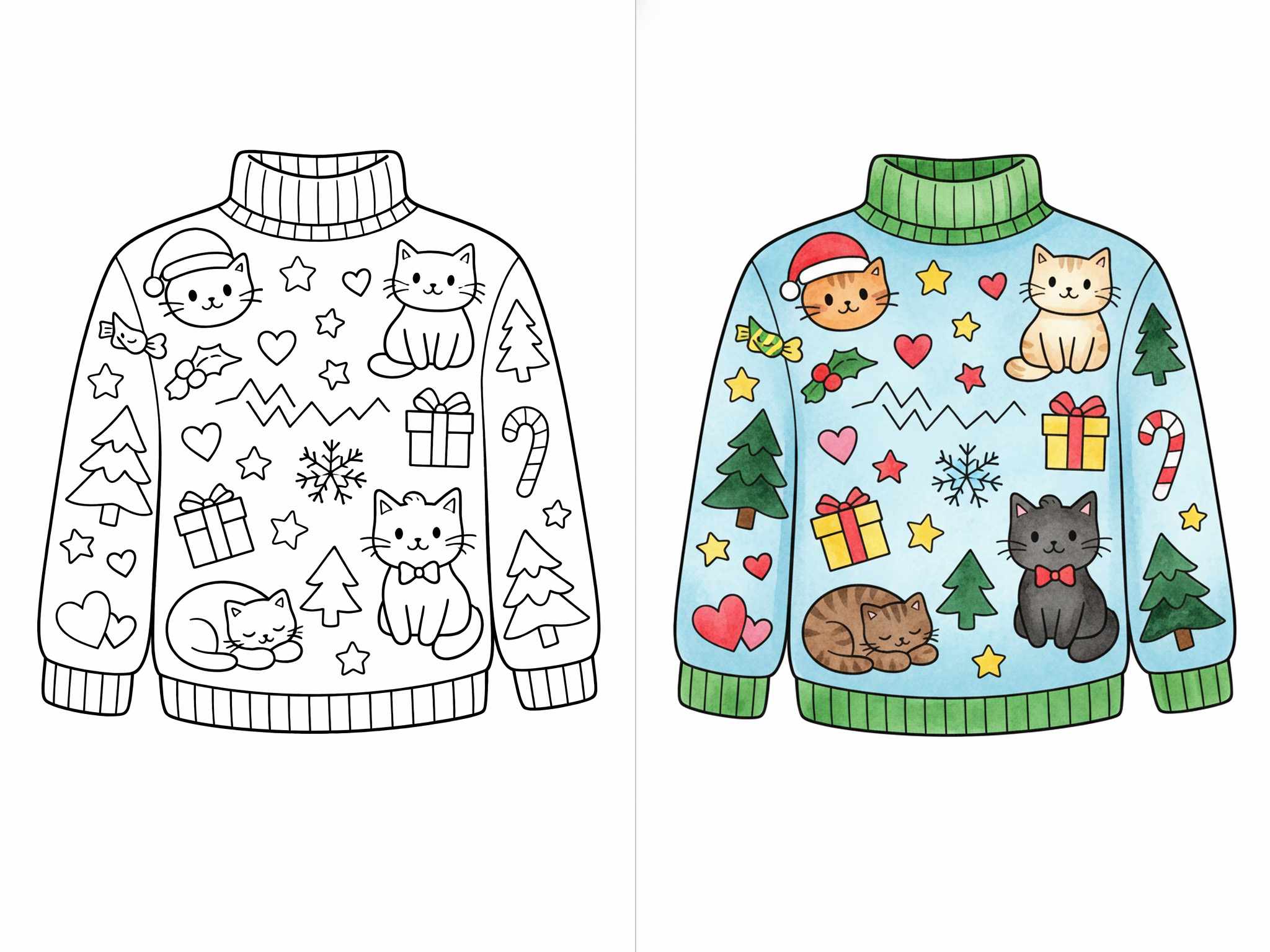10 Ugly Sweater Coloring Pages (Free PDF Printables)